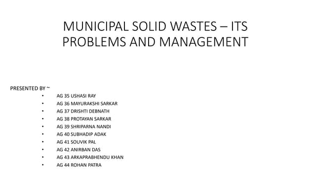 Waste management ppt | PPTX | Environmental Services Industry | Industries