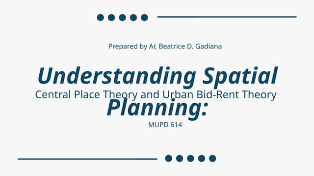 Urban Planning theories and models | PPT