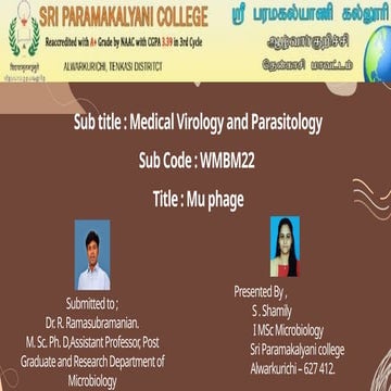 Mu phage - Introduction, Structure,life cycle and Production | PPTX