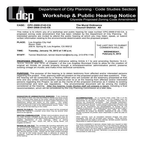 Mural Ordinance Discussion Draft + Hearing Notice | PDF
