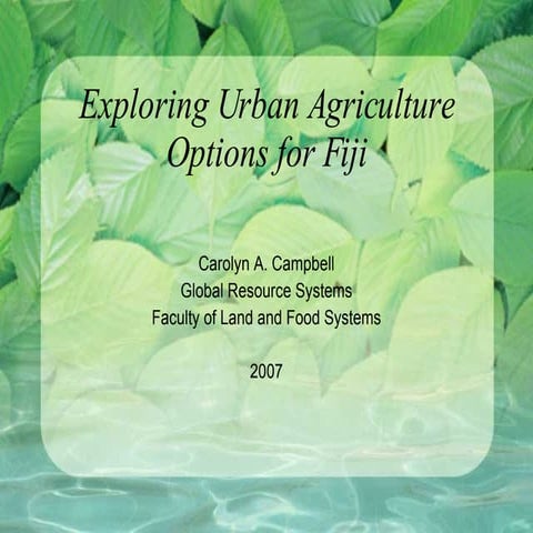 Exploring Urban Agriculture Options for Fiji | PPT