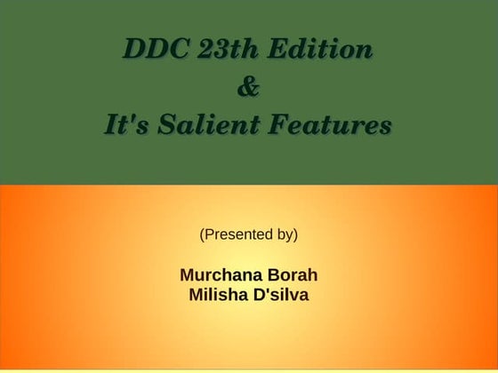 FEATURES OF DDC AND UDC ppt | PPT