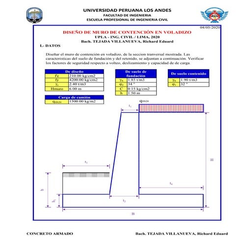 Muro de contencion en voladizo | PDF