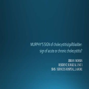 MURPHY'S SIGN of cholecystitis/gallbladder: sign of acute or chronic ...