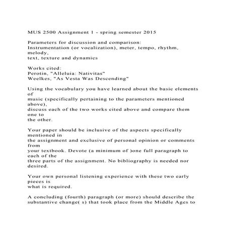 MUS 2500 Assignment 1 - spring semester 2015Parameters for dis.docx