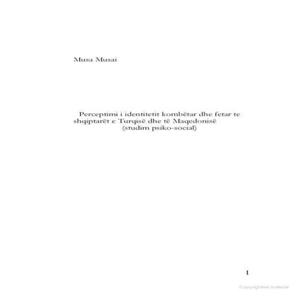 Musa musai perceptimi i identitetit kombëtar dhe fetar te shqiptarët e ...