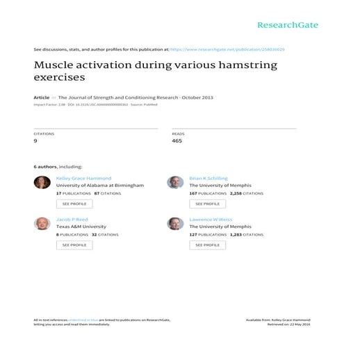 Muscle activation during various hamstring exercises | PDF