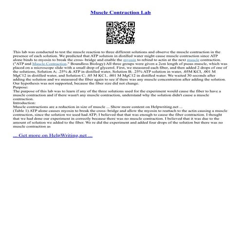 Muscle Contraction Lab | PDF