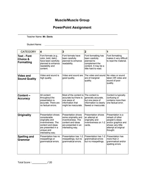 Rubric for Video | DOCX