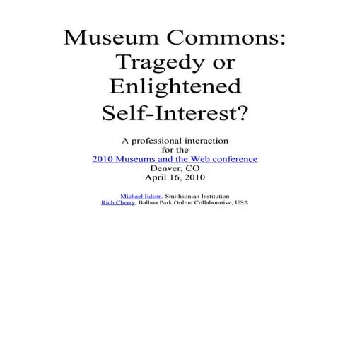 Michael Edson: The Smithsonian Commons - A Model Institution? | PPTX