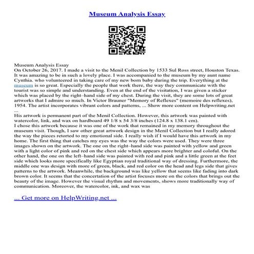 Museum Analysis Essay | PDF