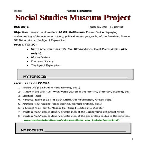 Museum Project | DOC | Educational Assessment | Education