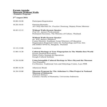 Forum Agenda Museum Without Walls | PDF