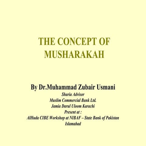 Alhuda CIBE - Musharaka by Muhammad Zubair Usmani | PPT