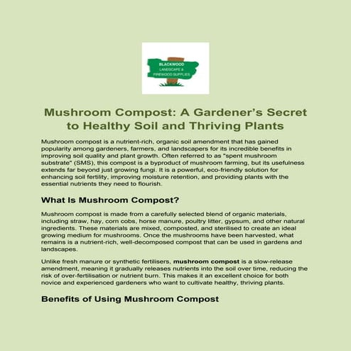 Mushroom Compost A Gardener’s Secret to Healthy Soil and Thriving ...
