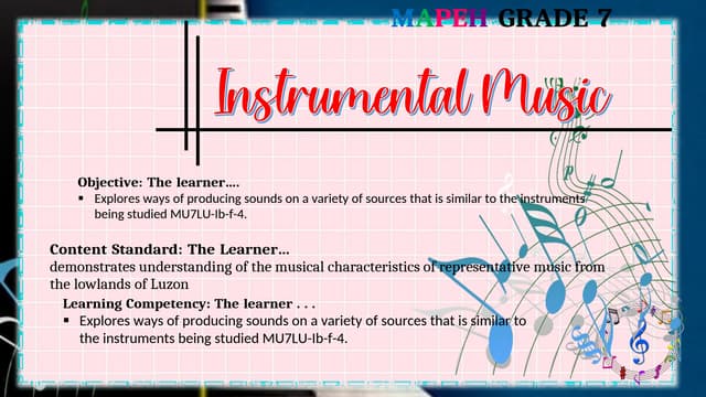 Grade 7 Traditional instruments of Luzon | PPTX