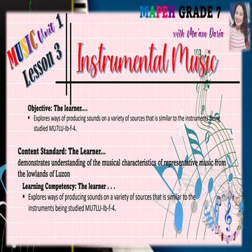 Music 7 Instrumental Music Quarter 1 lesson 3-4 | PDF