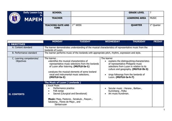 Curriculum Map Grade 7.pdf | Music | Entertainment