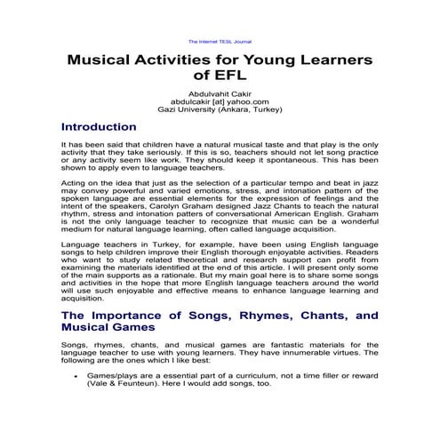 Musical activities for young learners (1) | DOCX