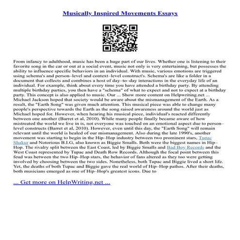 Musically Inspired Movements Essays | PDF