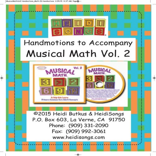 Musical Math Vol. 2 Lyrics & Hand Motions | PDF