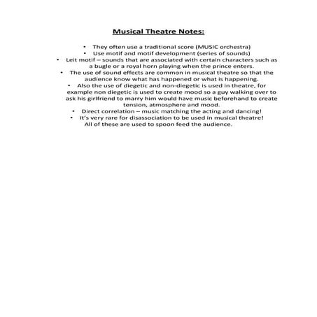 Musical theatre notes | DOCX