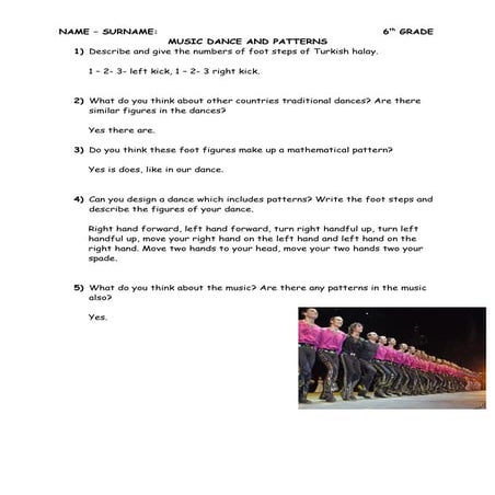 Music and dance activity of group 4 | PDF