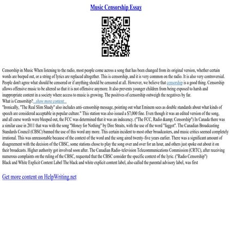 Music Censorship Essay | PDF