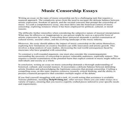 Music Censorship Essays. Reedley College | PDF