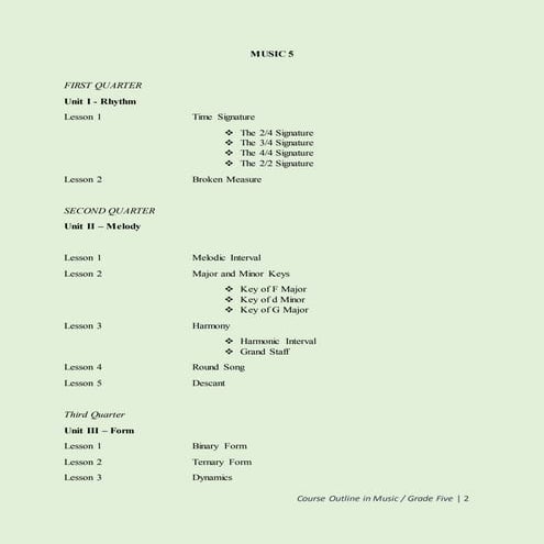 Music 5 - Course Outline | DOCX