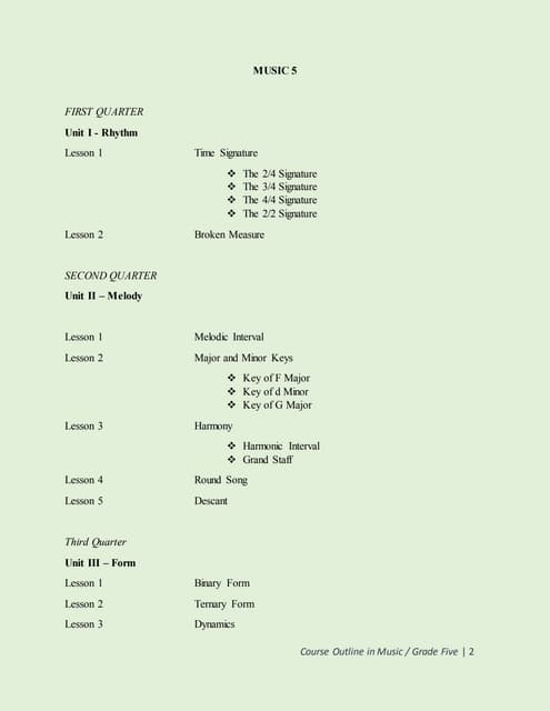 Music 6 - Course Outline | DOCX