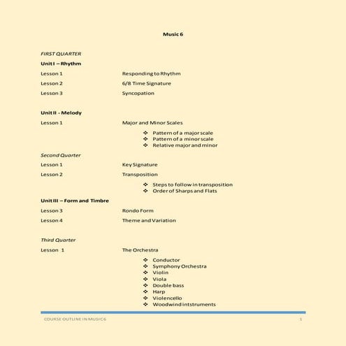 Music 6 - Course Outline | DOCX