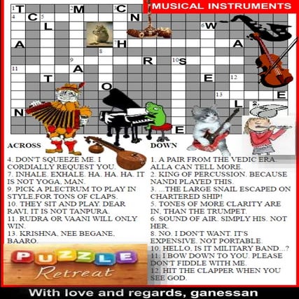 MUSICAL INSTRUMENTS CROSSWORD PUZZLE | PPTX