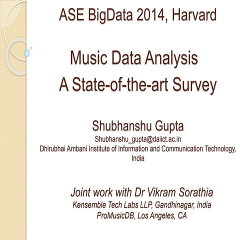 Music data analysis big data presentation | PPTX