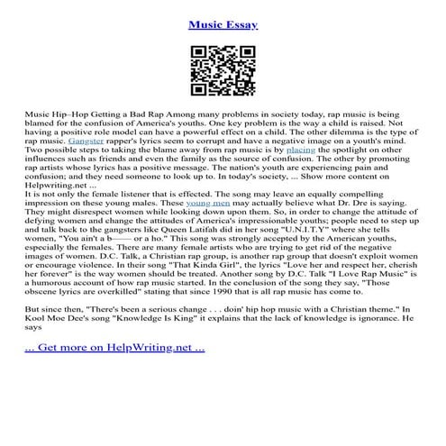 Music Essay | PDF | Hip Hop Music | Music