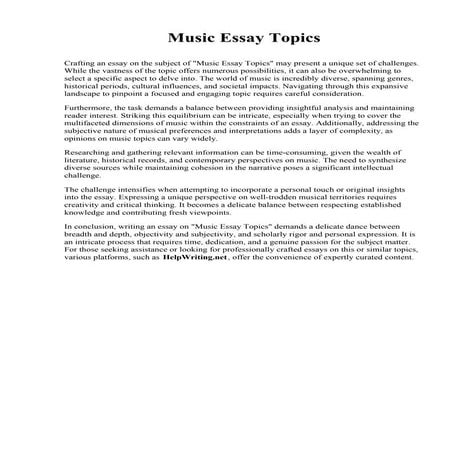 Music Essay Topics. Five Branches University | PDF