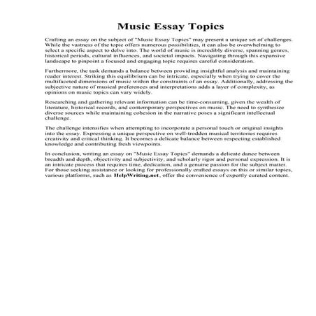 Music Essay Topics | PDF