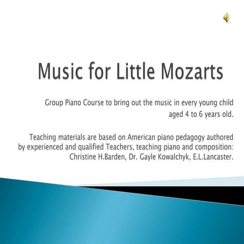 Group Piano Lessons: Music for little mozarts | PDF