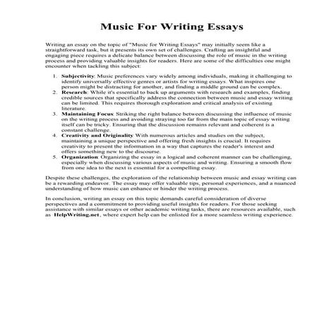 Music For Writing Essays.pdf | Music | Entertainment