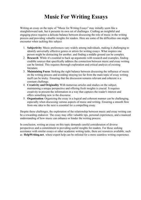 Essay About Music. Hondros College of Nursing | PDF | Music | Entertainment