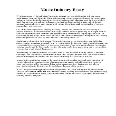 Music Industry Essay.pdf | Business | Business and Finance