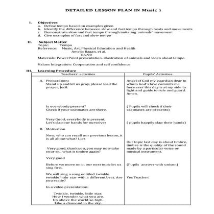Music detailed lesson plan | DOCX