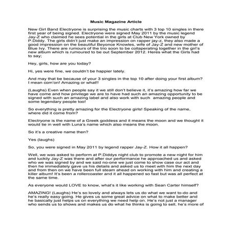 Music magazine article | DOCX