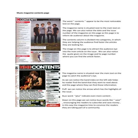 Music magazine contents page | DOCX