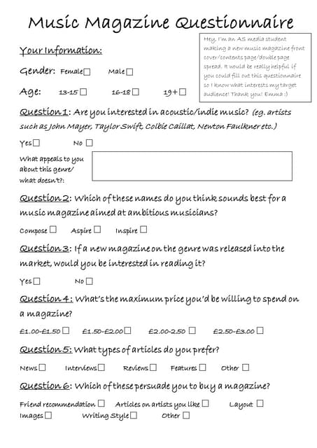 Blank Questionnaire | PDF