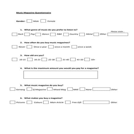 Music magazine questionnaire | PDF