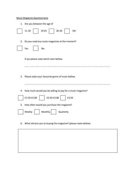 Pop magazine questionnaire | PDF