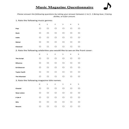 Musical theatre magazine Questionnaire! | DOCX