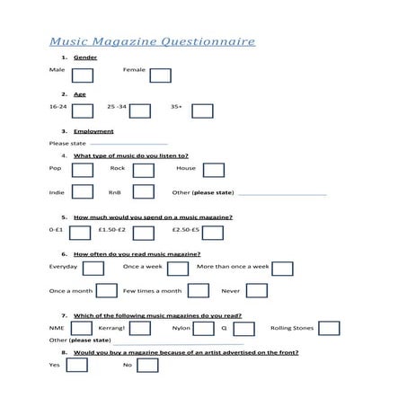 Music Questionnaire | DOCX