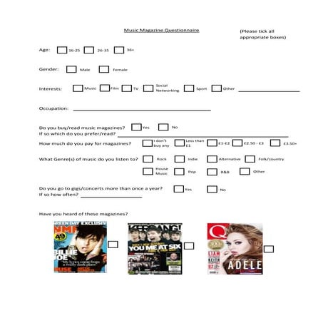 Music magazine research (questionaire) | DOCX